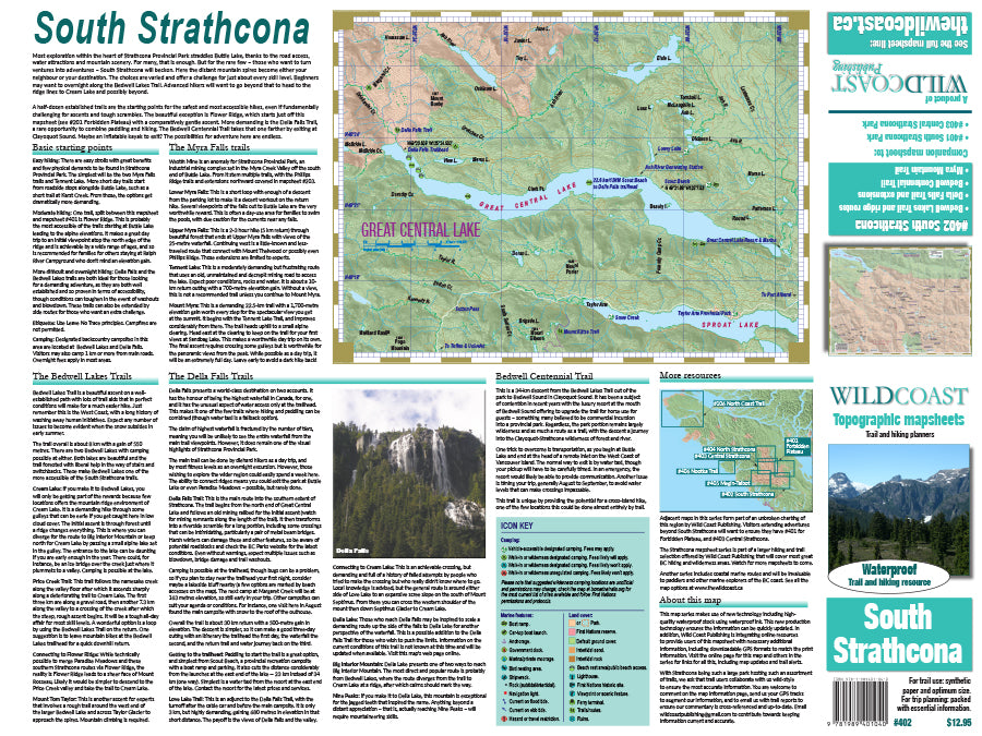 South Strathcona Provincial Park Map/Topographic Trail Mapsheet – Wild ...